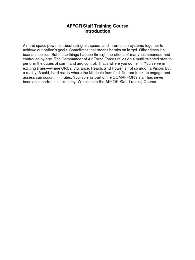 AFFOR Staff Training Overview | PDF | Staff (Military) | United States ...
