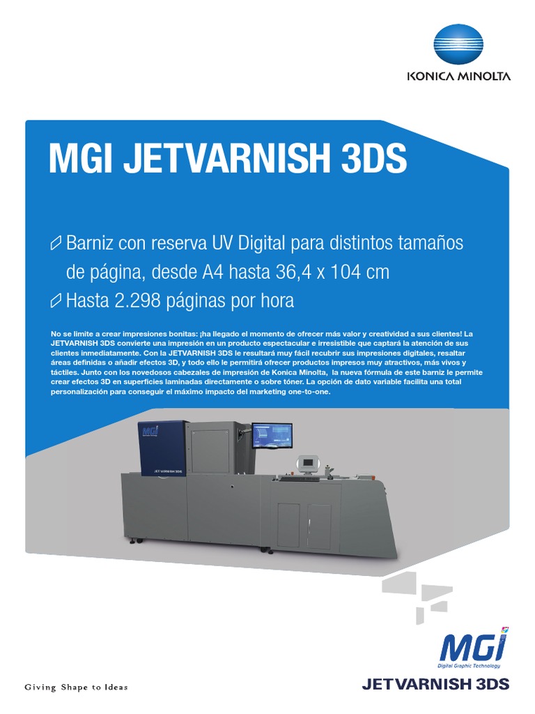 KM MGI JetVarnish 3DS DS ES | PDF | Impresión | Papel