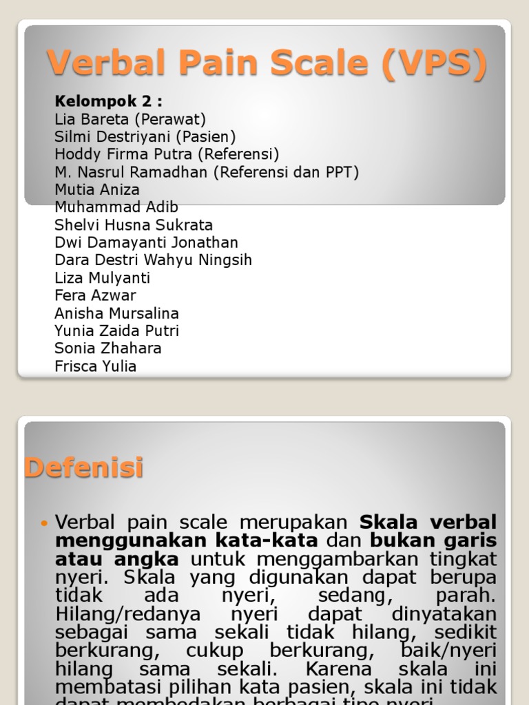 Verbal Pain Scale (VPS) | PDF