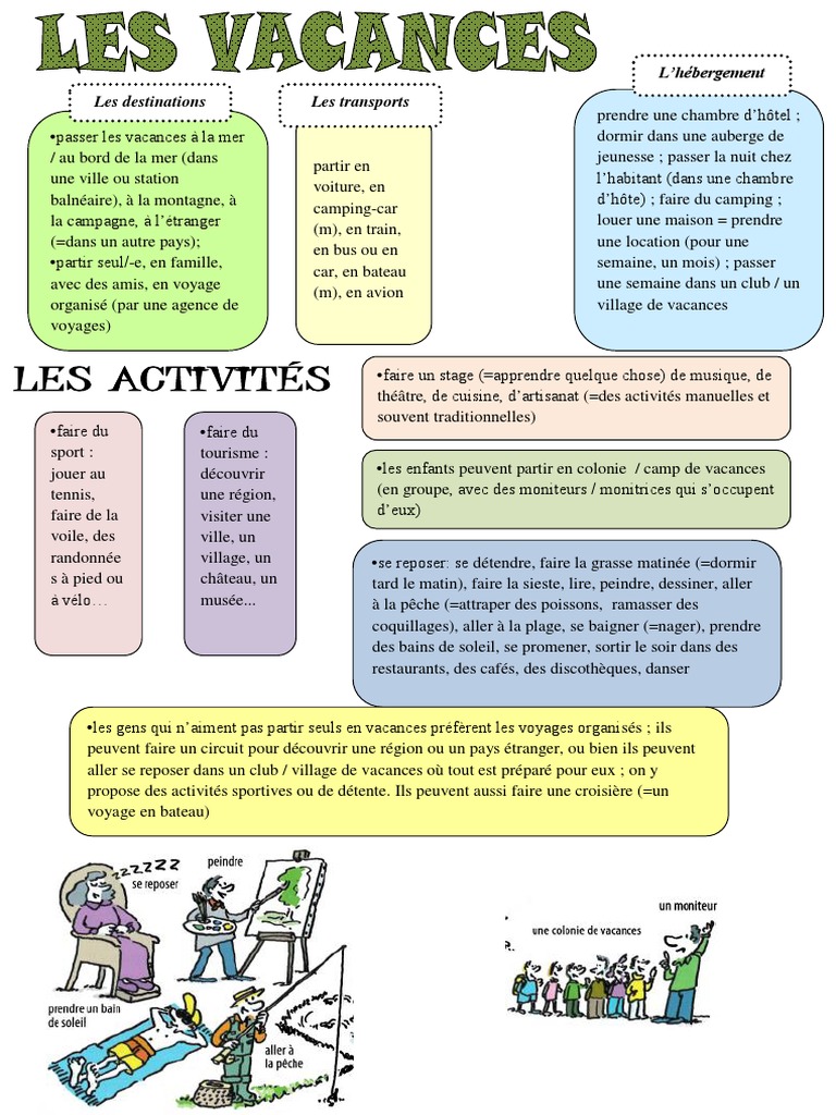 Vocabulaire Sur Les Vacances | PDF | Hôtel et logement | Loisirs
