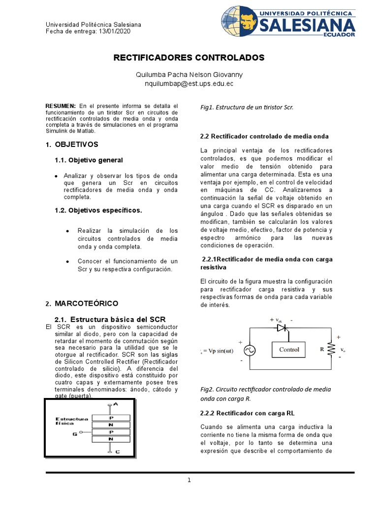 Informe Rectificadores Controlados | PDF | Rectificador | Diodo