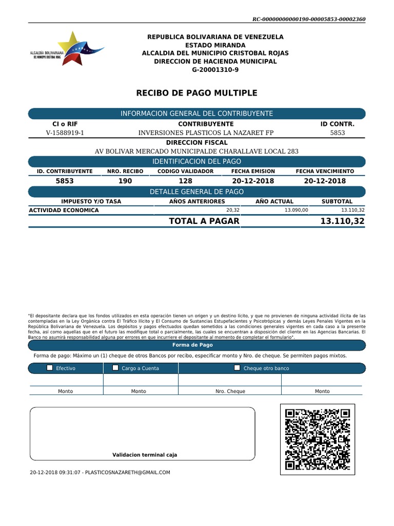 RC-00000000000190-00005853-00002360 Plasticos | PDF | Cheque | Bancos