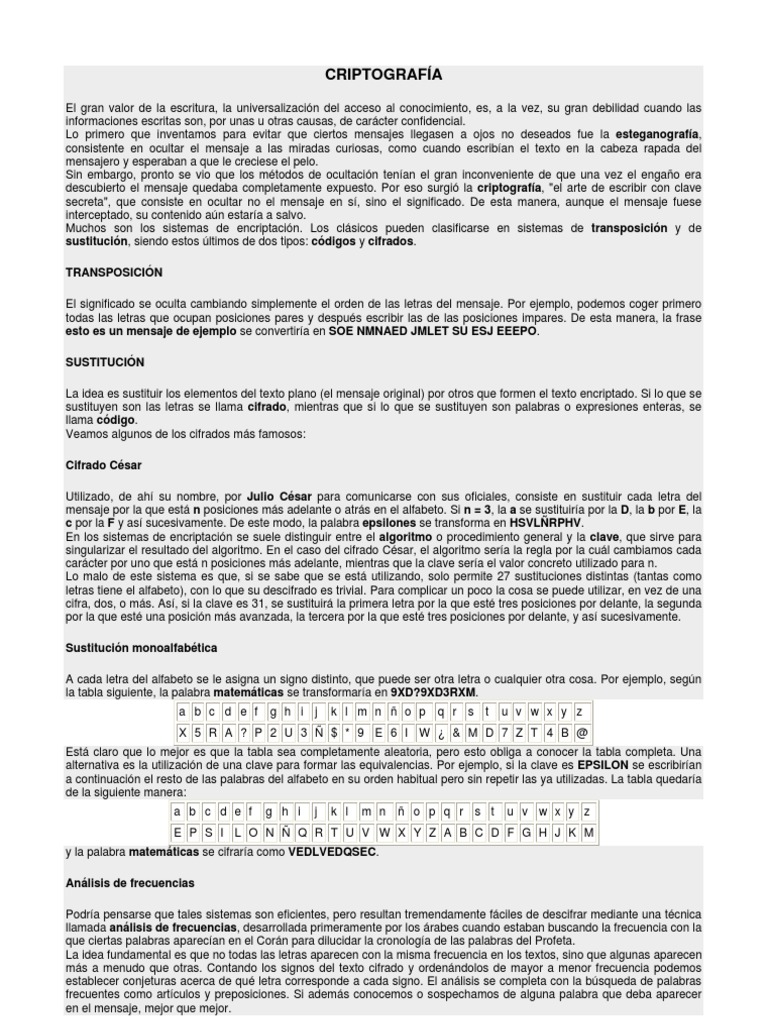 CRIPTOGRAFIA | PDF | Criptografía | Clave (criptografía)