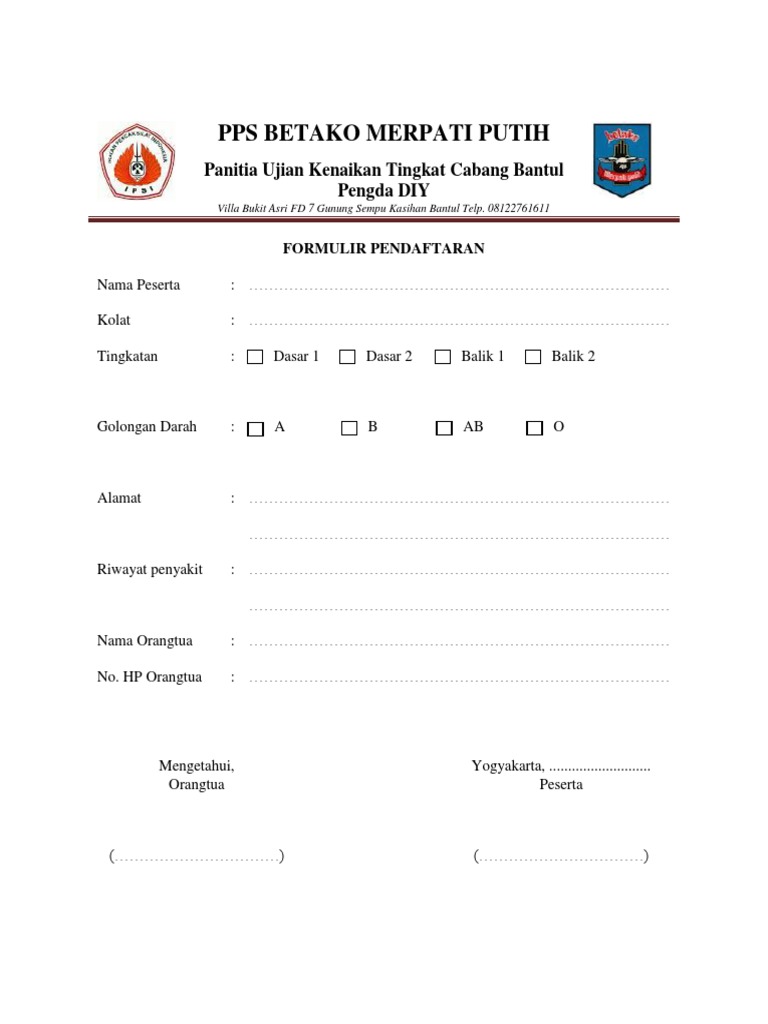 Form PPS BETAKO MERPATI PUTIH | PDF