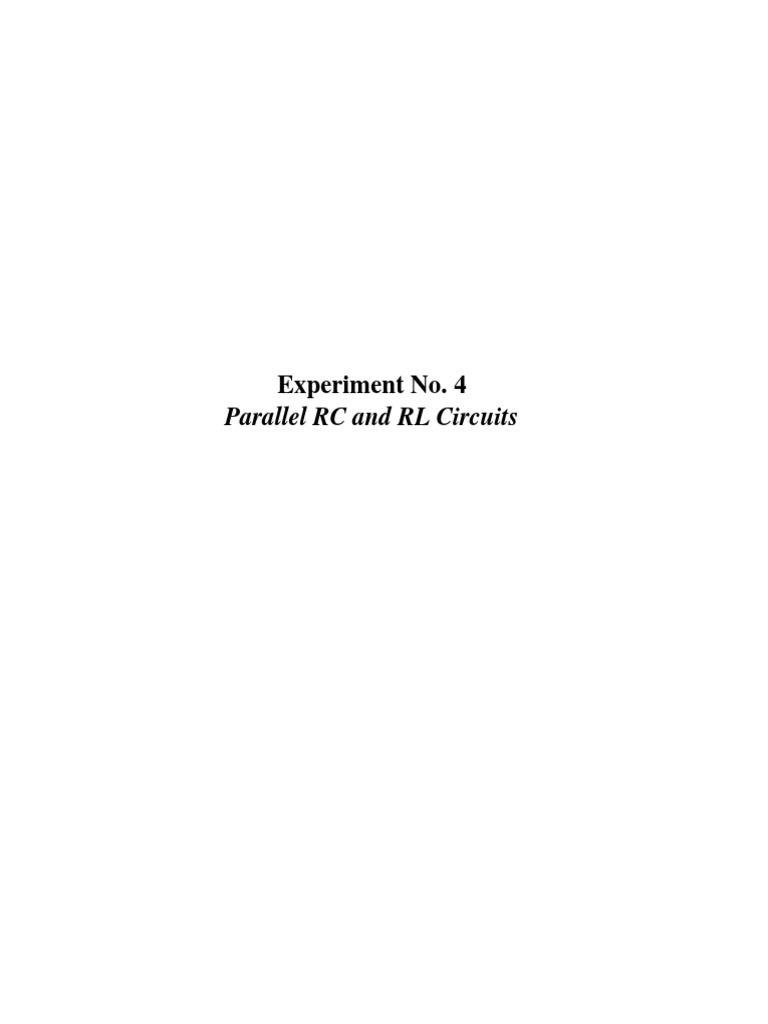 Parallel RC and RL Circuit Analysis | PDF | Series And Parallel ...