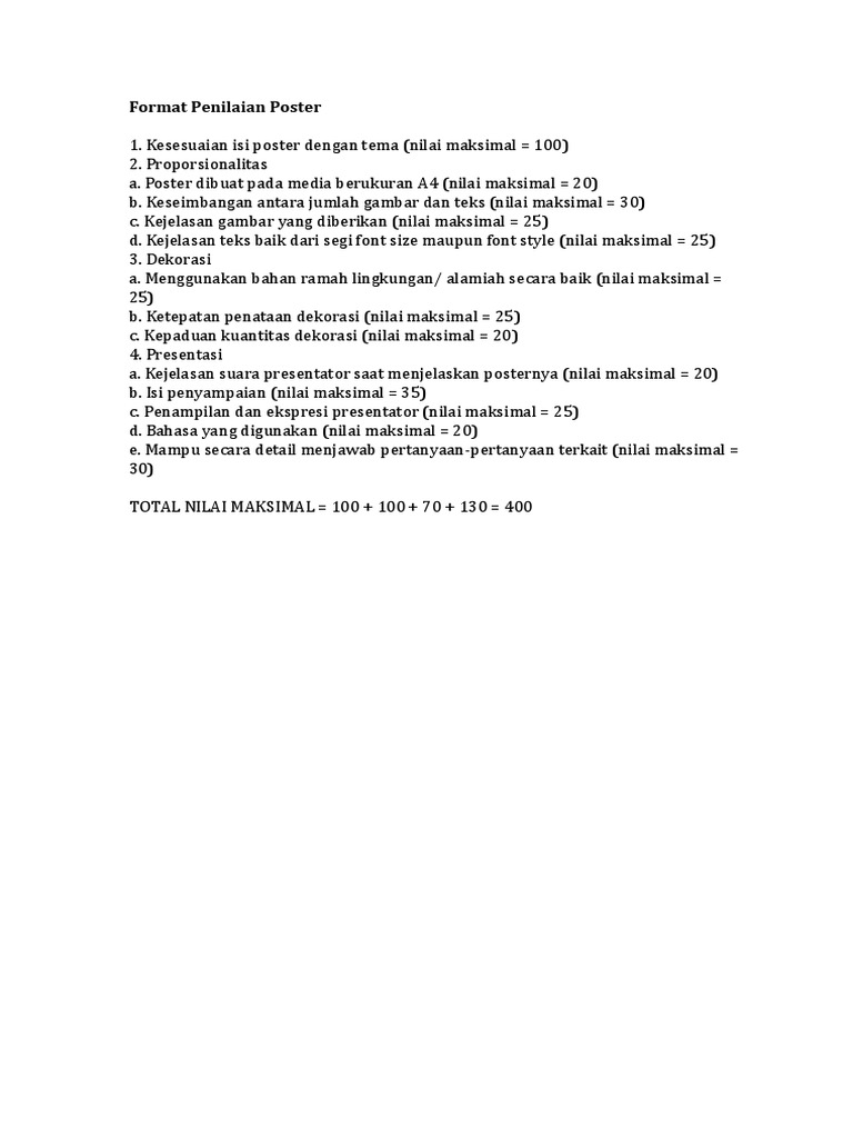 Format Penilaian Poster | PDF