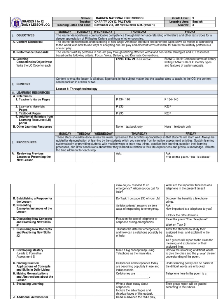 Grade 9 Week 1 Q3 | PDF | Learning | Education Theory
