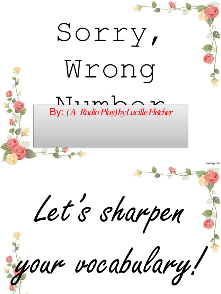 Sorry, Wrong Number Vocabulary | PDF