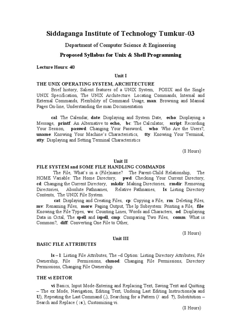 Unix Elective1 Pdf Command Line Interface Regular Expression 
