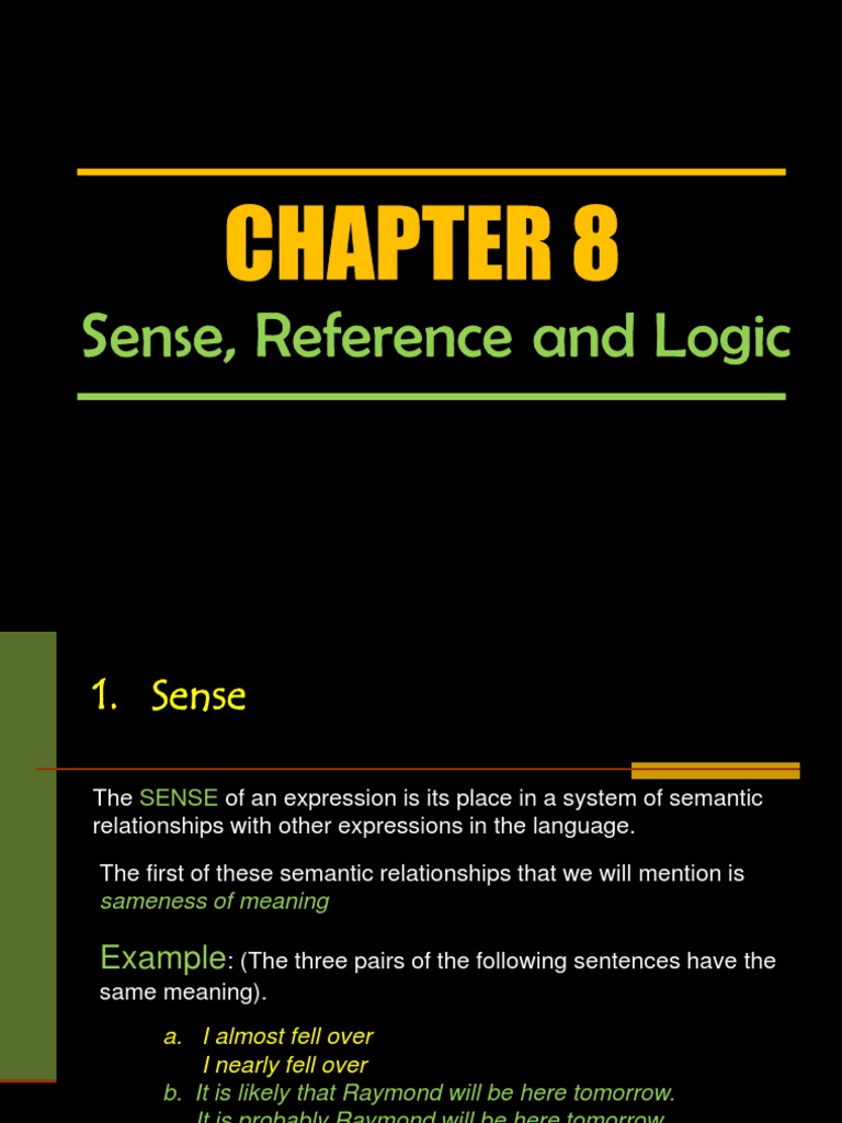 Linguistics: Sense, Reference, Logic | PDF | Logic | Word