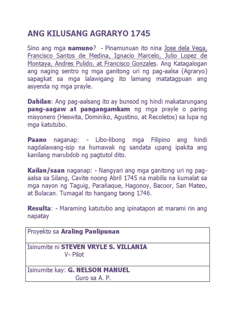 Ang Kilusang Agraryo 1745 | PDF