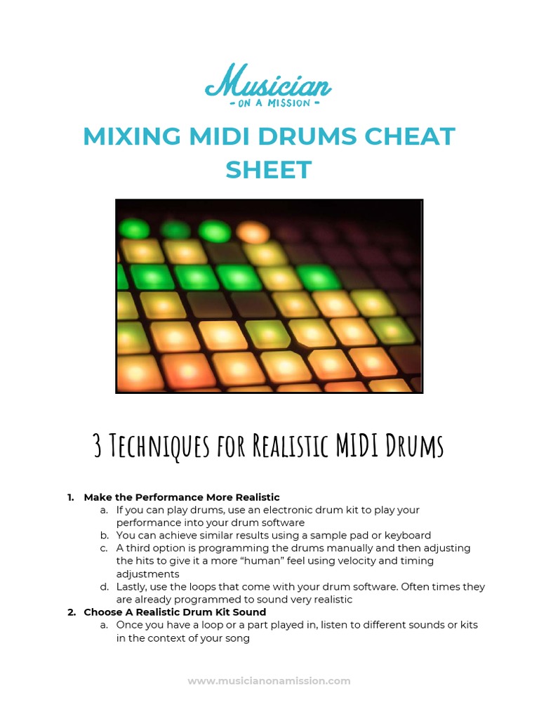 Mixing Midi Drums Cheat Sheet | PDF
