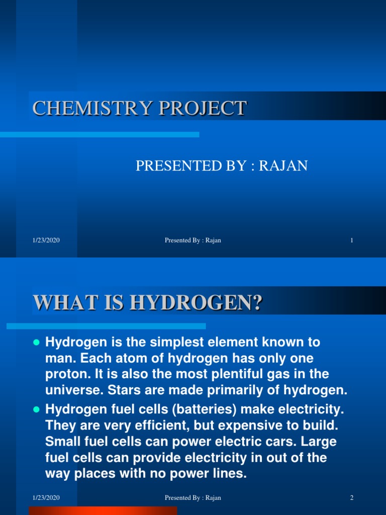 Chemistry Project | PDF | Hydrogen | Fuel Cell