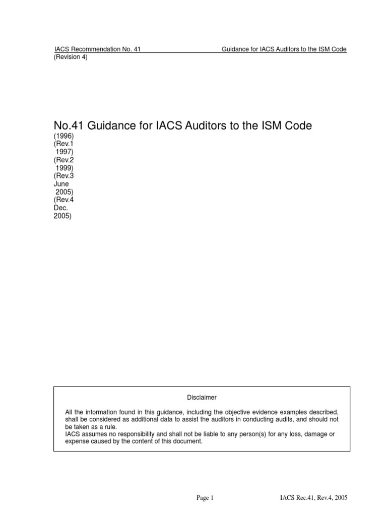 IACS Recommendation No. 41 | PDF | Audit | Regulatory Compliance