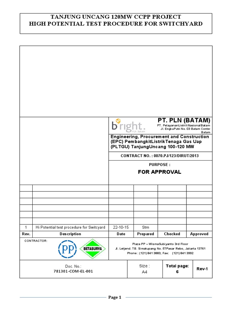 1 - Hi Pot Test Procedure For Switchyard | PDF | Insulator (Electricity ...