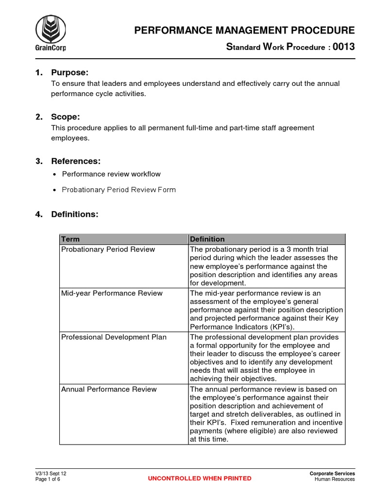Performance Management Procedure | PDF | Performance Management | Human ...
