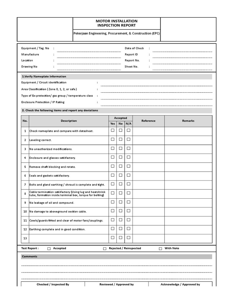 MOTOR INSTALLATION Checklist | PDF | Manufactured Goods | Mechanical ...
