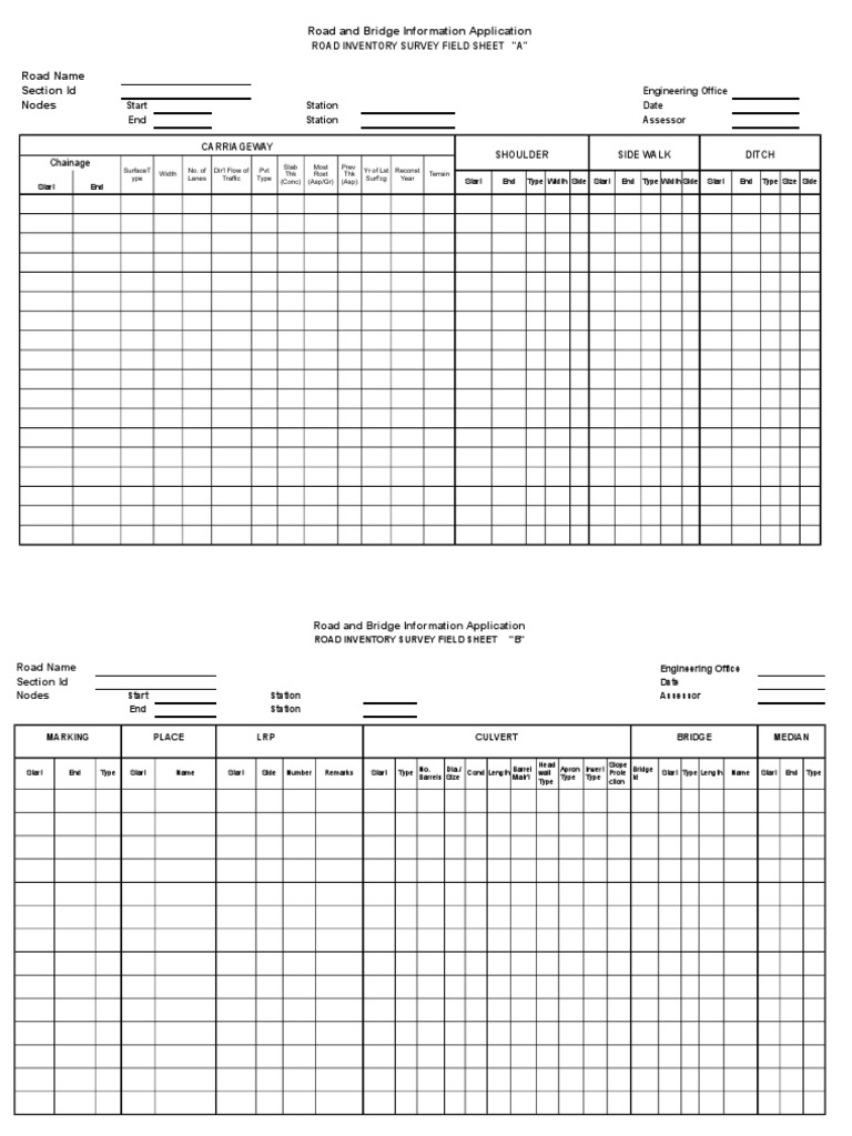 Road Inventory Form_013017 | Transportation Engineering | Land ...