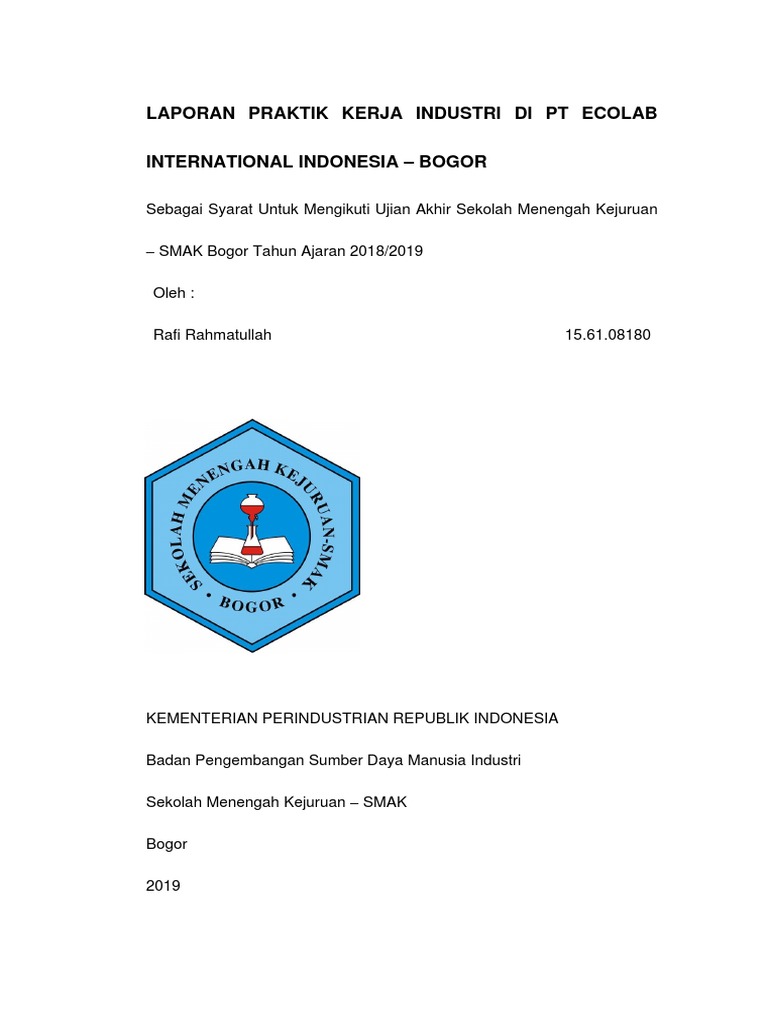 Laporan Prakerin di PT Ecolab Bogor | PDF | Bisnis | Seni