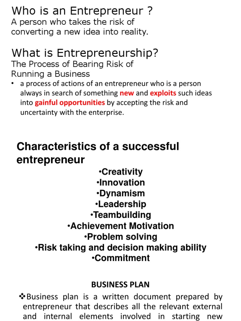 Entrep Reviewer Contents of Bus. Plan | Download Free PDF | Entrepreneurship | Business Plan
