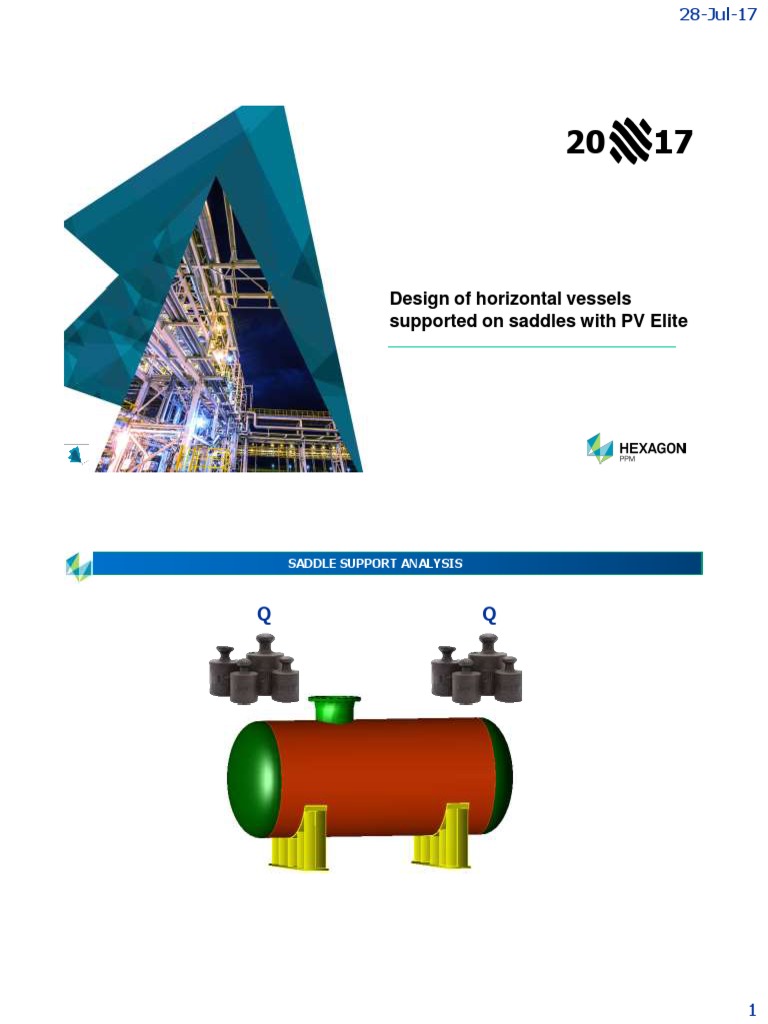 Design of Horizontal Vessels Supported On Saddles With PV Elite | PDF ...