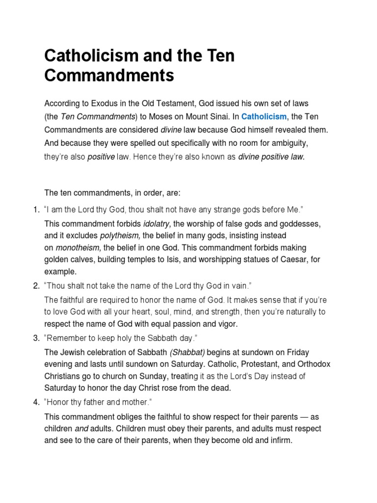 Ten Commandments in Catholicism | PDF | Ten Commandments | Religious Ethics