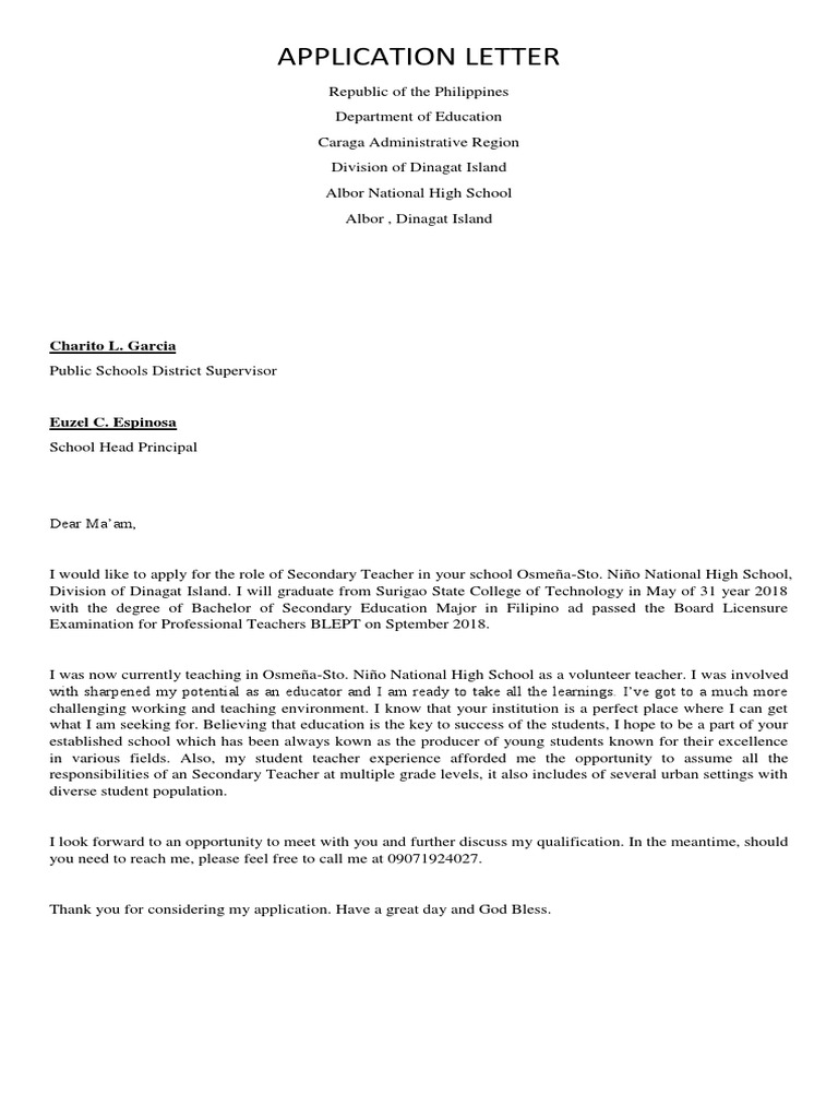 Application Letter | Download Free PDF | Identity Document | Teachers