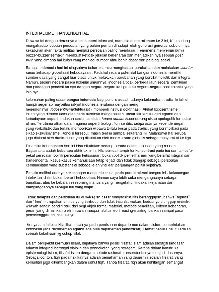 Integralisme Transendental | PDF