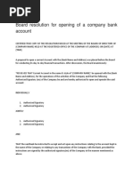 Sample of Board Resolution For Opening Bank Account | PDF | Articles Of ...