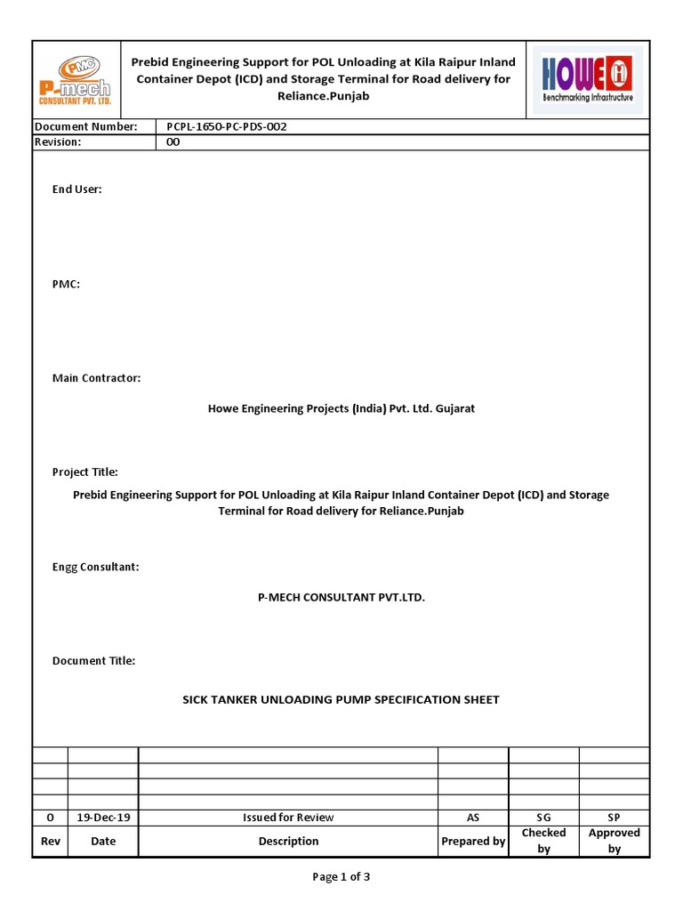 Sick Tanker Unloading Pump | PDF | Pump | Electric Motor
