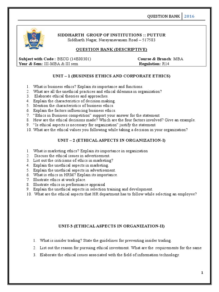 BECG Questions | PDF | Corporate Governance | Corporate Social ...