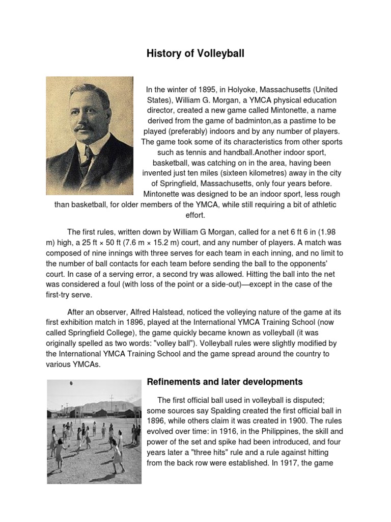 History of Volleyball | PDF | Volleyball | Summer Olympic Sports