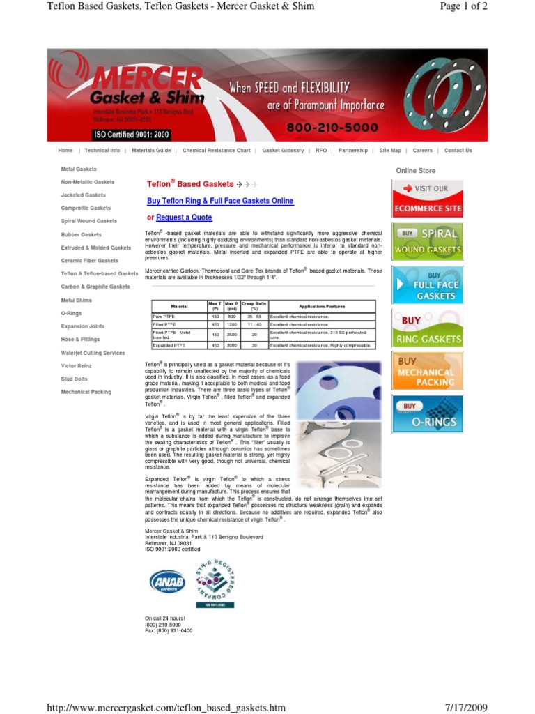 Teflon Based Gaskets | PDF | Materials | Building Materials