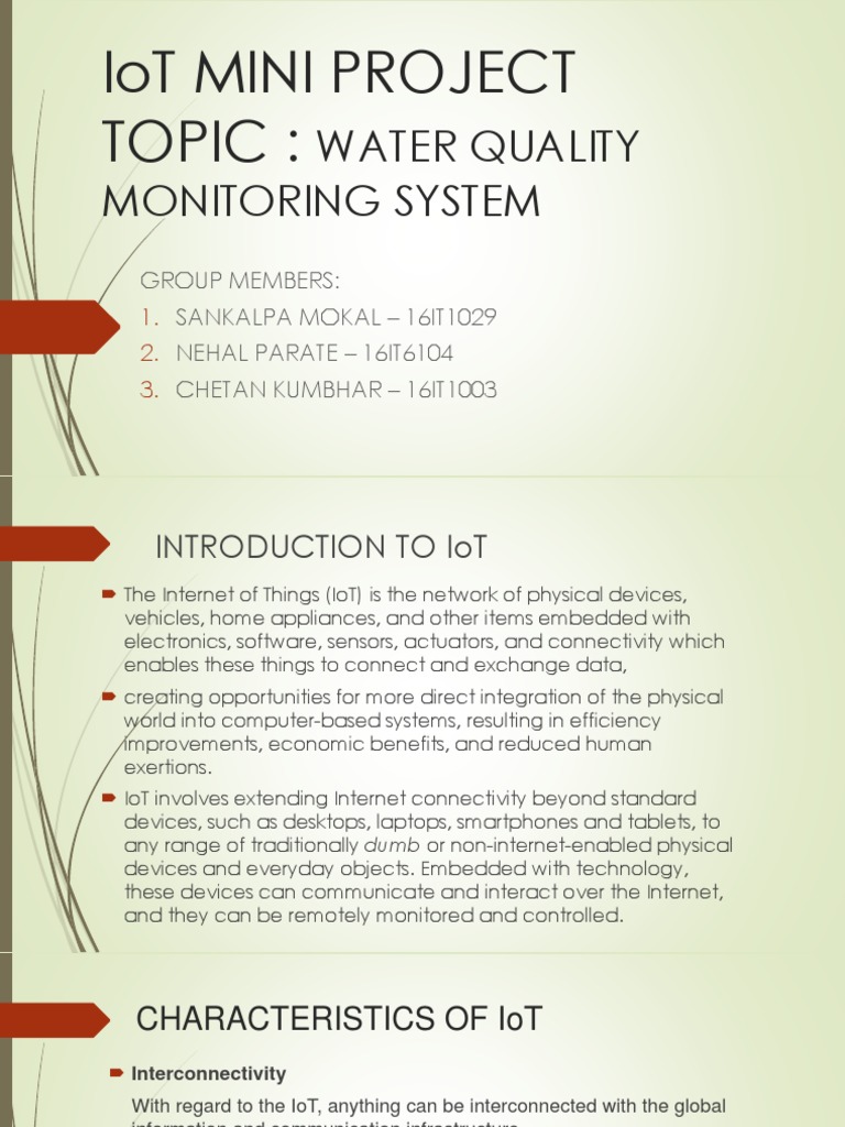 IoT Based Water Quality Monitoring System | PDF | Internet Of Things ...