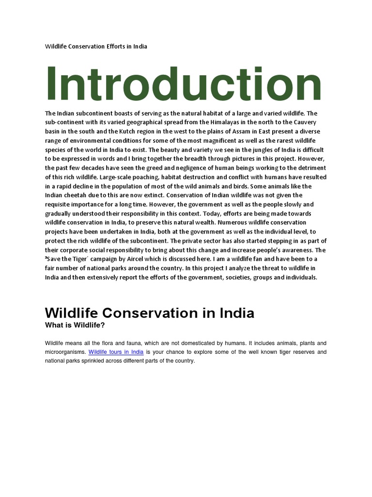 Wildlife Conservation Efforts in India | PDF | Wildlife | Conservation ...