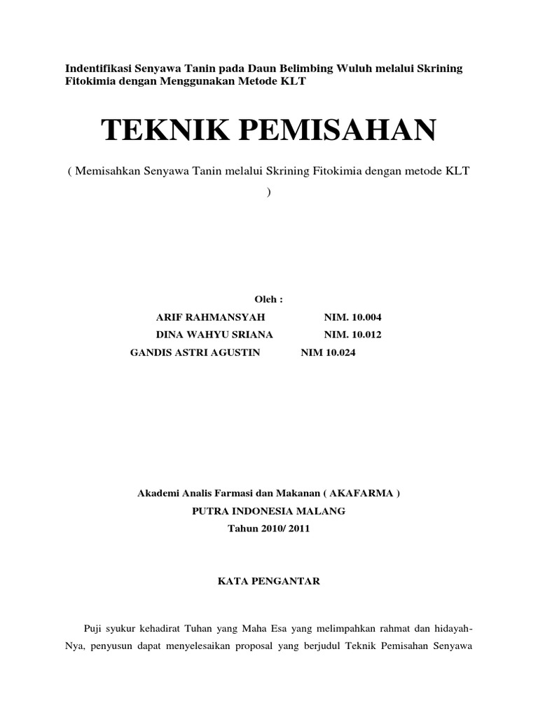 Indentifikasi Senyawa Tanin Pada Daun Belimbing Wuluh Melalui Skrining ...
