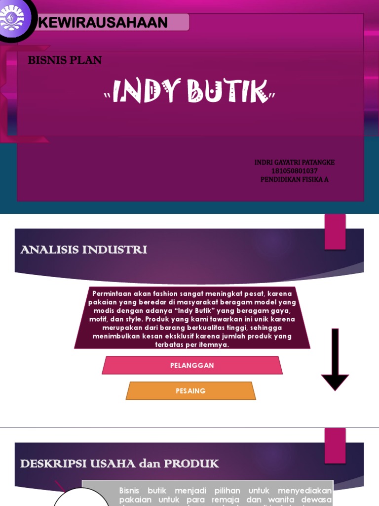 Bisnis Plan Indy Butik | PDF | Seni