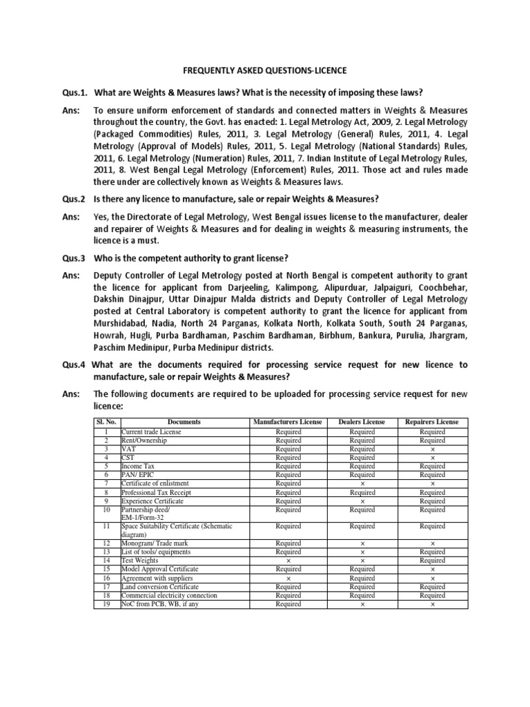 Guideline - Licence - Weight & Measures | PDF | Metrology | License