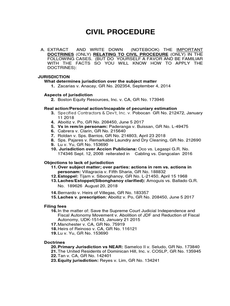 CivPro Case Syllabus | PDF | Jurisdiction | Judgment (Law)