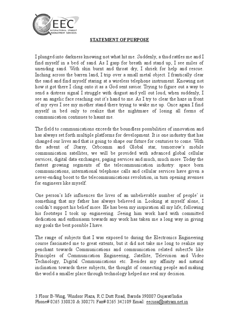 SOP for MS in Electrical Engineering | PDF | University And College ...