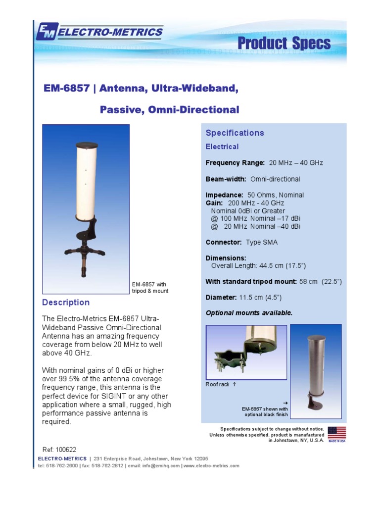 20MHz-40GHz Omni-Directional Antenna 6857 New Version | PDF | Antenna ...