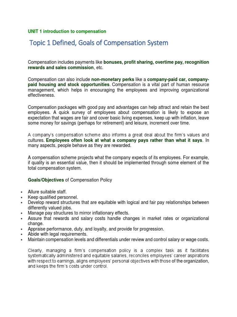 Compensation Management Note | PDF | Employee Benefits | Employment
