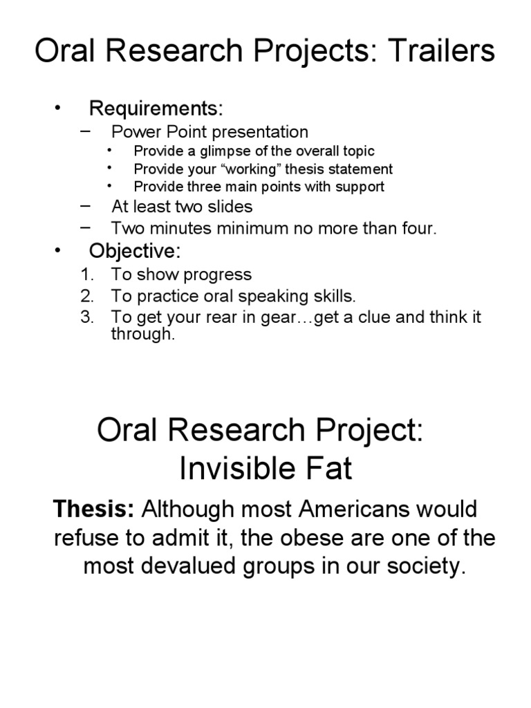 Oral Research Project Trailers | PDF