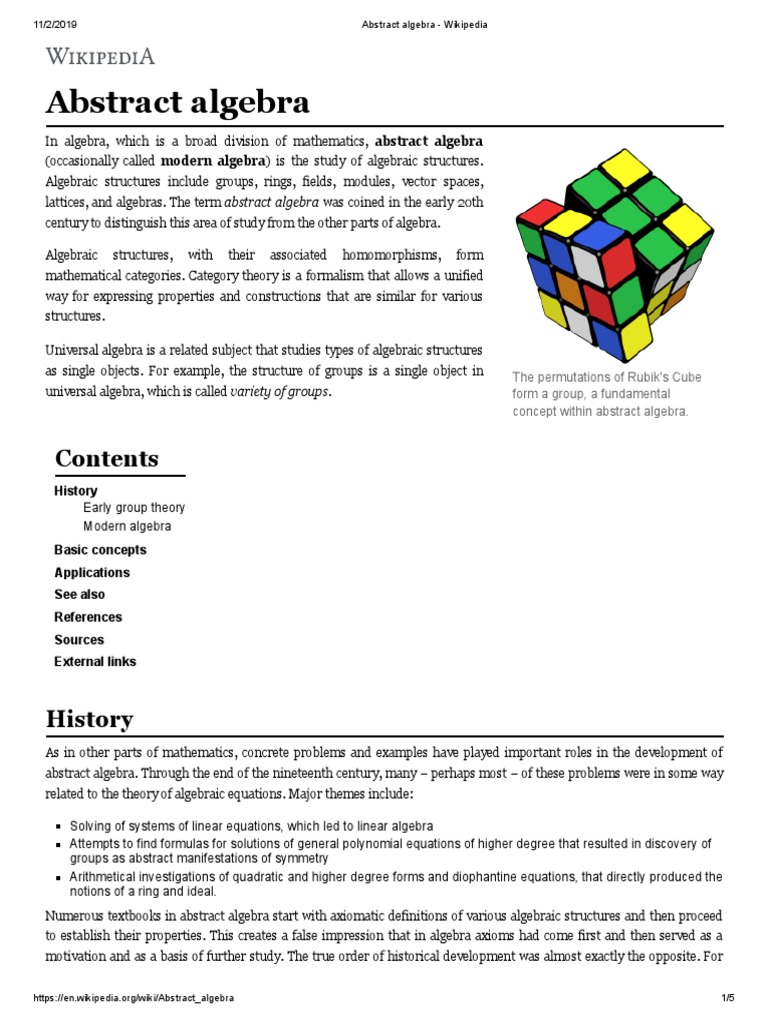 Abstract Algebra - Wikipedia PDF | PDF | Abstract Algebra | Group ...