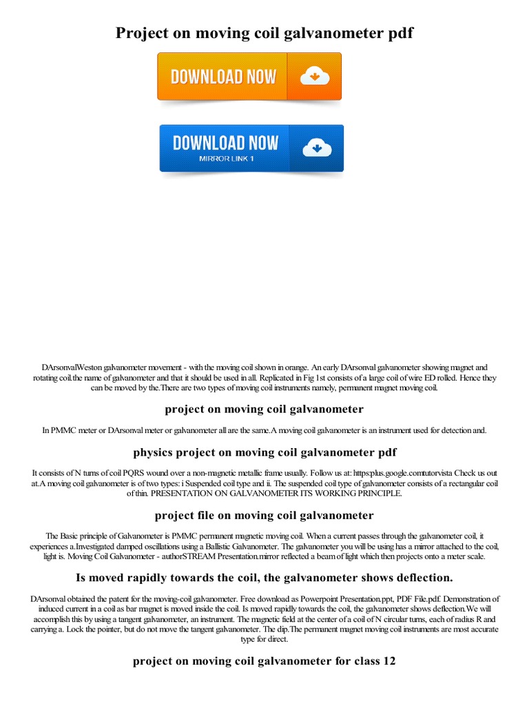 Class 12 Project on Moving Coil Galvanometer | PDF | Electrical ...