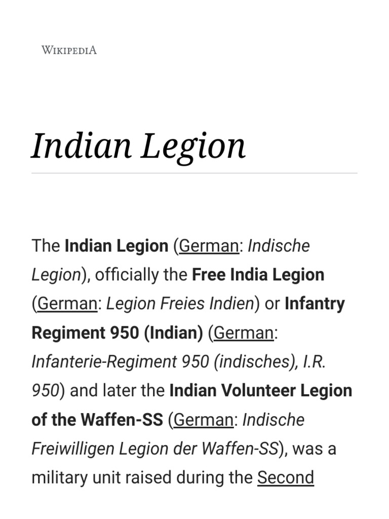 Indian Legion - Wikipedia | PDF | Military | Military Science