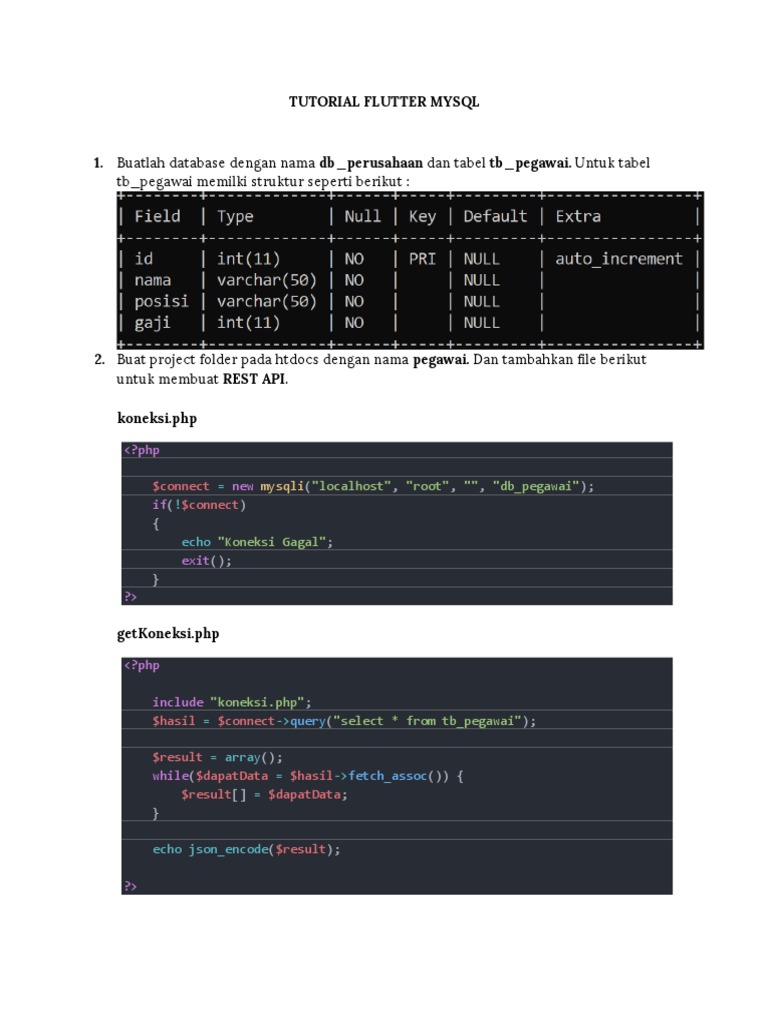 TUTORIAL FLUTTER MYSQL - No | PDF