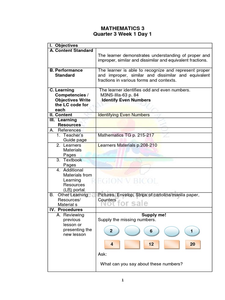 Math 3 Week 1 | PDF | Fraction (Mathematics) | Learning