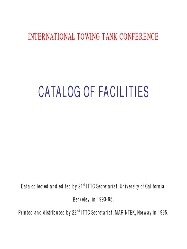 ITTC Facilities Catalogue 1995 | PDF | Shipbuilding | Shipping