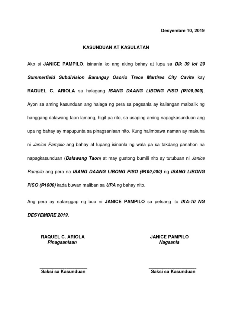 Kasunduan at Kasulatan | PDF